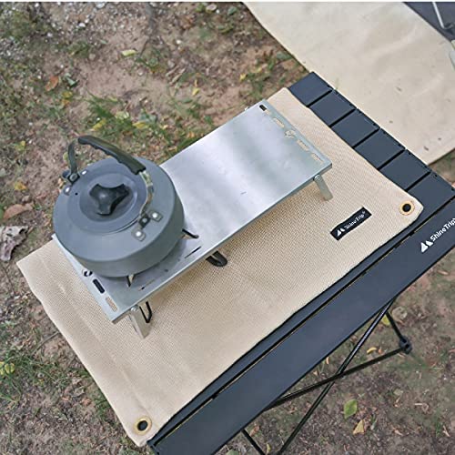 TRIWONDER Fireproof Mat Fire Blanket Fire Pit Mat Under The Grill Protective Deck Patio Grass BBQ Fiberglass Gas Grill Mat Plumber's Pad Oil Pad Fire Retardant Blanket (Beige, 19.7" x 19.7")