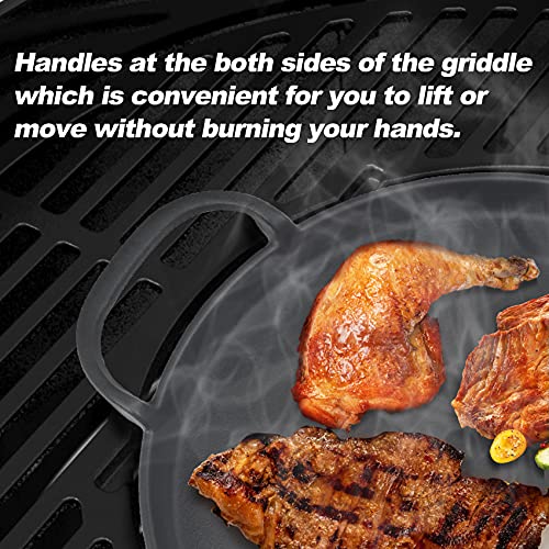 only fire Replaced Gourmet BBQ System Cast Iron Griddle with Handles, Fits for Weber 22-1/2 inch Charcoal Kettle Grills