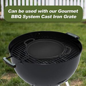 only fire Replaced Gourmet BBQ System Cast Iron Griddle with Handles, Fits for Weber 22-1/2 inch Charcoal Kettle Grills