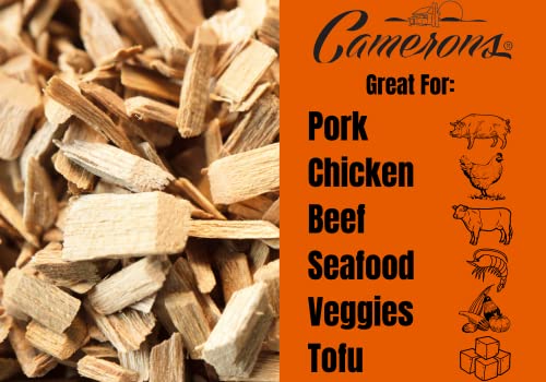 Camerons All Natural Wood Chips for Smoker, 3 Pack - Apple, Cherry, Hickory - 260 Cu In Bag, Approx 2lbs ea - Kiln Dried Coarse BBQ Grill Wood Chips for Smoking - Barbecue Accessories & Grilling Gifts