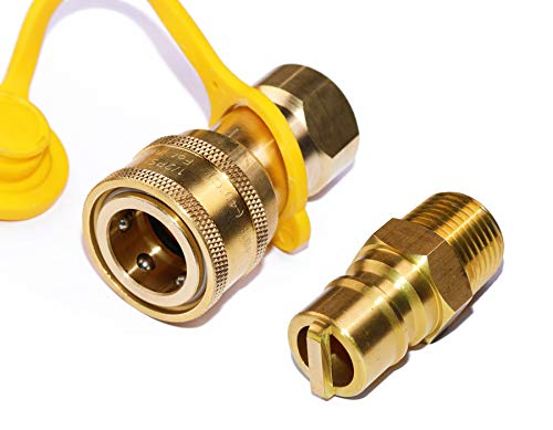 DOZYANT 1/2" QDD LP Gas Quick Connect Disconnect Connector & Male Insert Plug Solid Brass 1/2 PSIG Pressure Input 1/2 Ins & 1/2" Male NPT x 1/2 inch Natural Gas Propane Fitting Connector