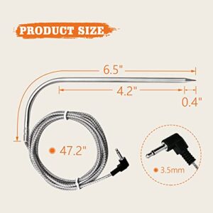 Upgraded 2-Pack Temp Meat Probe Replacement for Char-Griller Gravity Fed 980 Charcoal Grill, 3.5mm Plug Thermometer Probe Parts with Probe Grommets and Probe Clip