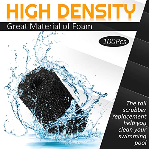 Queekay 100 Pcs Tail Scrubber High Density Pool Sweep Hose Scrubber Pool Cleaner Tail Sweep Replacement Pre Filter Sponge Compatible with Polaris Pool Cleaner 180 280 360 380, 3900