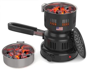 brennit multipurpose charcoal burner- for bbq, hookah parties, camping & outdoor activities- smart heat control & heat retention- porcelain coating- durable body