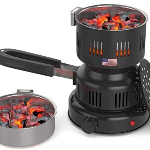 Brennit Multipurpose Charcoal Burner- for BBQ, Hookah Parties, Camping & Outdoor Activities- Smart Heat Control & Heat Retention- Porcelain Coating- Durable Body