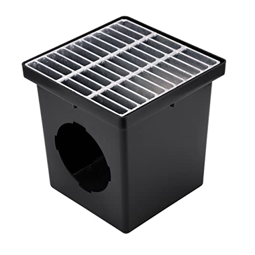 NDS 1215 Square Grate, Fits 12 Inch Catch Basin Drain Risers and Low Profile Adapter, Galvanized Steel