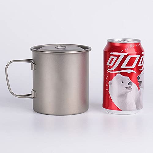 TWDYC Outdoor Titanium Water Mugs with Folding Handles Titanium Lids Drinkware Camping Cups Ultralight Travel Mug 220ml-900ml (Size : 650ml Ti3208)