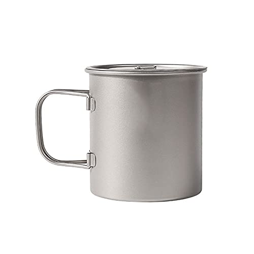 TWDYC Outdoor Titanium Water Mugs with Folding Handles Titanium Lids Drinkware Camping Cups Ultralight Travel Mug 220ml-900ml (Size : 650ml Ti3208)