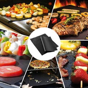 DRPORONYN Grill Mat , Set of 5 Non-Stick BBQ Grill Mats Grilling mat for Outdoor Grill ,Heavy Duty, Reusable, Easy to Clean , Works on Gas Charcoal and Electric BBQ ,15.75x13 inch - Black