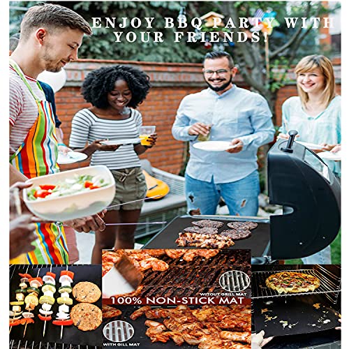 DRPORONYN Grill Mat , Set of 5 Non-Stick BBQ Grill Mats Grilling mat for Outdoor Grill ,Heavy Duty, Reusable, Easy to Clean , Works on Gas Charcoal and Electric BBQ ,15.75x13 inch - Black