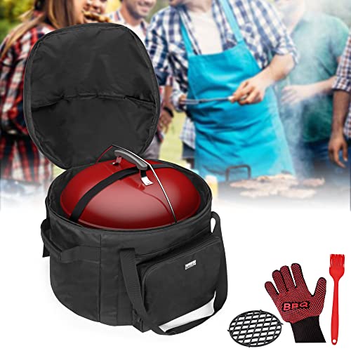 SAMDEW Portable Grill Carry Bag Compatible with Weber Smokey Joe 14-Inch Portable Grill, Grill Cover Compatible with Smokey Joe Premium 14-Inch Grill, with Pocket & Handle, Bag Only (Patented Design)