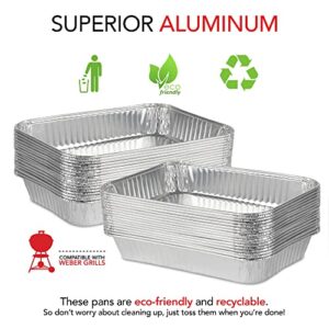 Stock Your Home 2” Aluminum Drip Pan (25 Count) Disposable Foil Liner, Compatible with Weber Grills, Dripping Pans, BBQ Grease Tray to Catch Oil, Outdoor Weber Grill Accessories