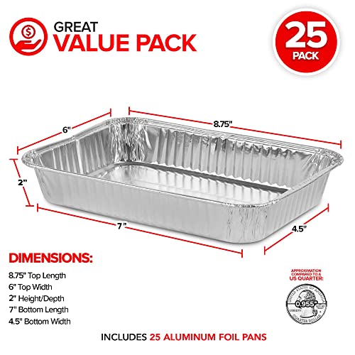 Stock Your Home 2” Aluminum Drip Pan (25 Count) Disposable Foil Liner, Compatible with Weber Grills, Dripping Pans, BBQ Grease Tray to Catch Oil, Outdoor Weber Grill Accessories