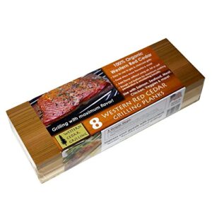 10 cedar grilling planks (8 extra long + 2 bonus short planks!) – perfect for salmon, fish, steak, veggies and more. made in usa! re-use several times. fast soaking.