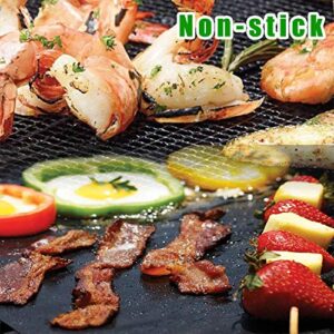 UPTRUST BBQ Grill Mat Set of 6 - Non Stick PTFE BBQ Oven Liner,Smoker Grill Mesh Mat,Reusable Baking Sheet Mat for Outdoor Gas Pellet Charcoal Electric Grill,15.75x13inches(3Pcs Solid Mat+3Pcs Mesh)