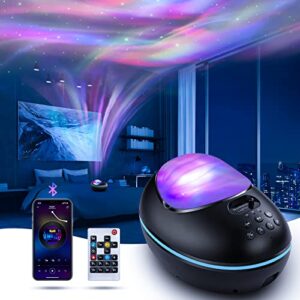 cayclay aurora projector, 4 in 1 star galaxy projector with bluetooth speaker white noise night light for bedroom, northern light projector for kids adults home decor/party/gift