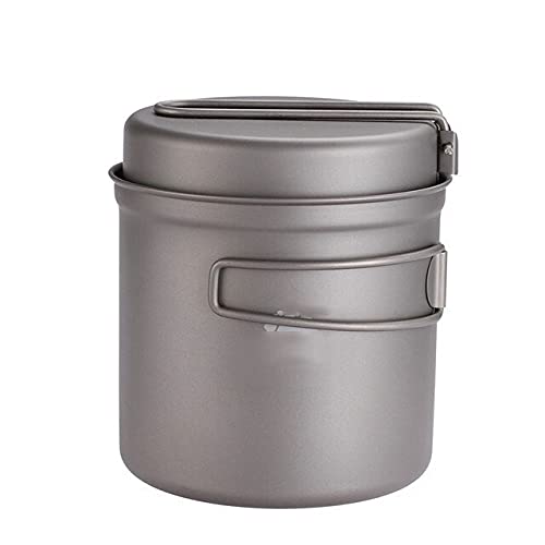 TWDYC Titanium Pan Pot Outdoor Camping Hiking Cookware Backpacking Cooking Picnic Bowl Pot Pan Set with Folded Handle