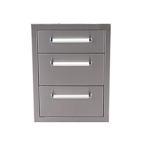 Bonfire Outdoor Kitchen Drawer Built-In Triple Drawer for BBQ Island, 304 Stainless Steel, CBATD