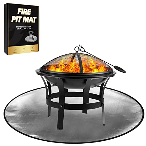 NEZUIBAN Fire Pit Mat, 36'' Round Fireproof Mat for Under Fire Pit, 5 Layers Grill Mat for Protect Deck, Patio, Grass, Lawn, Heat Insulation…