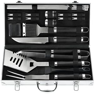 poligo 22pcs grill utensils set for outdoor grill set stainless steel bbq grill accessories in case – premium bbq tools grilling tools set ideal birthday father’s day grilling gifts for men dad women