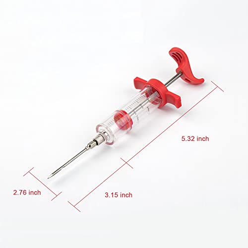 Plastic Turkey Injector Kit, Turkey Syringe Injector, Meat Injector Syringe, Meat Injectors for Smoking, Meat Syringe Marinade Injector for BBQ Grill - 1oz