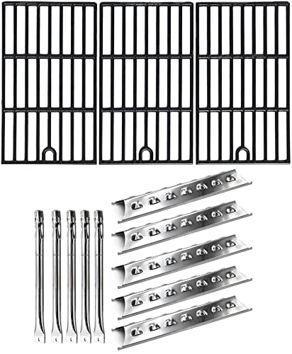 Hongso Replacement Repair Kit for Master Forge 3218LT, 3218LTN, L3218, 5 Burner Gas BBQ Grill Grill Grates SS Burners and Heat Plates