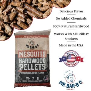 Mr. Bar-B-Q Mesquite Smoking Pellets (20 lb. Bag) | Traditional Spicy Flavor | Perfect for use with Pellet Smokers | All-Natural Hardwood Pellets