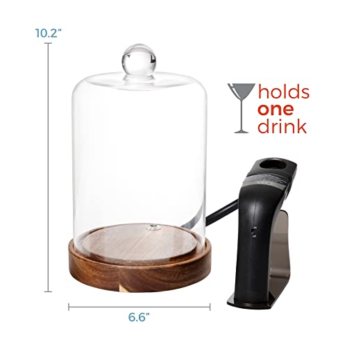 Crafthouse by Fortessa Individual Mini Glass Smoke Cloche for Cocktails/Charcuterie/Drinks/Food with Handheld Smoker, 3 Pieces, Clear (CFH.5.9211)