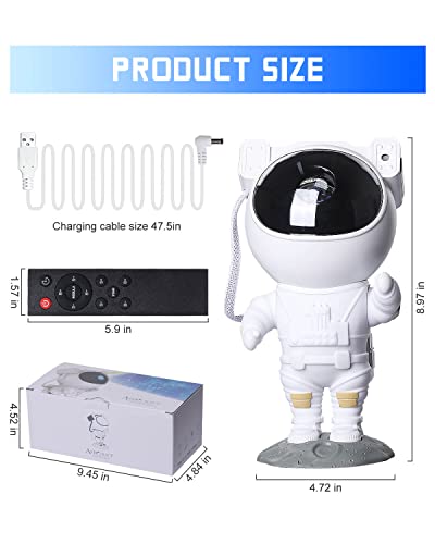 JCC Astronaut Galaxy Projector, Astronaut Space Star Light Projector for Kids, 360° Adjustable Starry Night Light Projector for Bedroom with Timer and Remote, Christmas Birthday Best Gift for Children