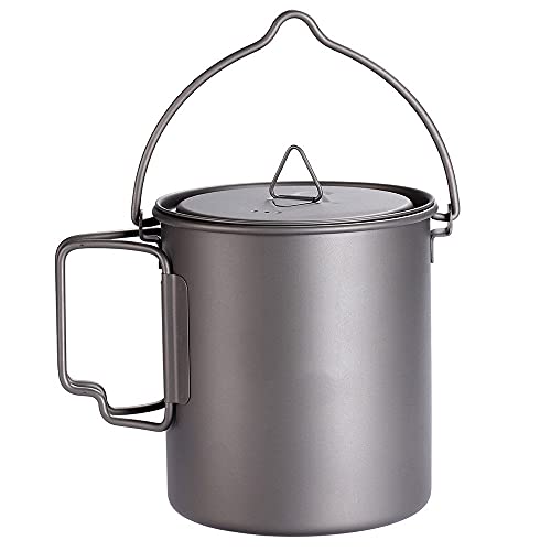 TWDYC Outdoor Ultralight Camping Titanium Pot Mug with Bail Handle for Camping Backpack Pot 750ml