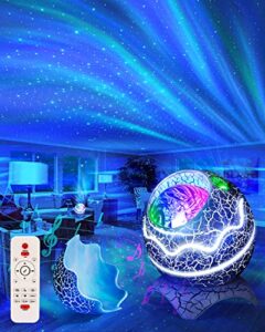 brizled star projector night light, dinosaur egg shaped galaxy projector light with bluetooth speaker & white noise, led nebula starry night light projector remote for room party birthday home theater