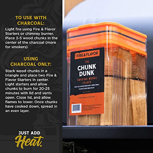 Fire & Flavor Oak Wood Chunks for Smoking and Grilling - All-Natural, Long-Lasting with a Mildly Sweet Flavor - Large Chunk Wood Chips for Smokers