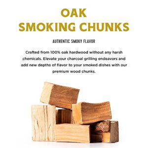 Fire & Flavor Oak Wood Chunks for Smoking and Grilling - All-Natural, Long-Lasting with a Mildly Sweet Flavor - Large Chunk Wood Chips for Smokers