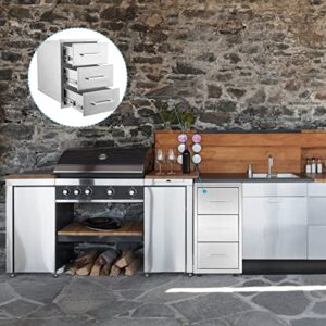 TELAM Stainless Steel Combined Drawer Cabinet 14 W x 21 H x 23 D Outdoor Kitchen Drawer Combo Stainless Steel Combination Cabinet 14 W x 21 H x 23 D Perfect for Outdoor Kitchen BBQ Island