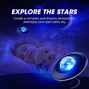 RTjoy UFO Galaxy Projector, LED Star Projection Light, Nebula Lamp, Bluetooth Speaker Aurora Sky Projector with Remote Control for Room Decor, Home Theater, or Bedroom Night Light Mood Ambiance