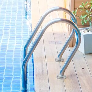 Cornucopia Pool Ladder Escutcheon Plates (4-Pack, Stainless Steel); for Swimming Pool or Spa Handrail