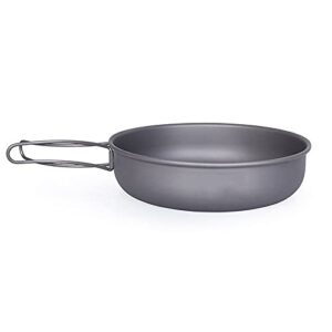 twdyc titanium ultra-light frying pan with folding handle outdoor camping skillet griddle tableware