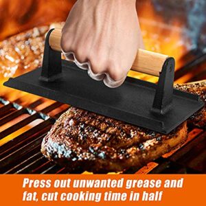 Leonyo Grill Griddle Accessories Kit, Cheese Melting Domes with Grill Press, 9 Inch & 12 Inch Stainless Steel Basting Cover, Heavy Duty Cast Iron Burger Bacon Meat Press for BBQ Flat Top Teppanyaki