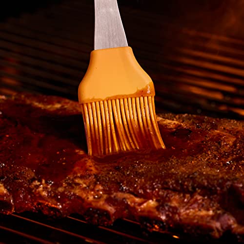 Cave Tools Basting Brush and Sauce Pot, Stainless Steel Handle and Silicone Bristles with Pour Spout