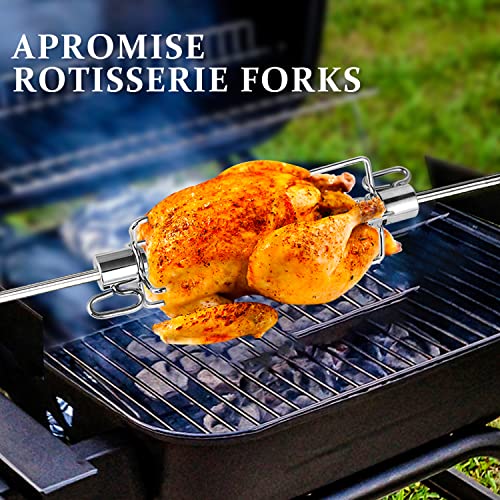 Apromise Rotisserie Forks - Heavy Duty Rotisserie Meat Forks (2 Pieces) | Fit for 1/2-Inch Hexagon & 3/8-Inch and 5/16-Inch Square Rotisserie Spit Rods and Round Spits