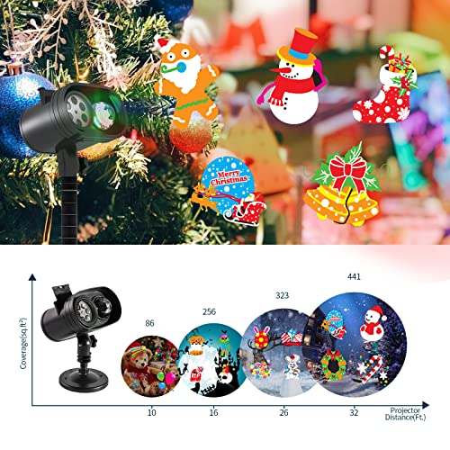 Christmas Projector Lights Nativity Outdoor Indoor Holiday 2-in-1 Ocean Wave 18 Slides LED Projection Light Remote Control Waterproof for Xmas Landscape Theme Holidays Halloween Parties