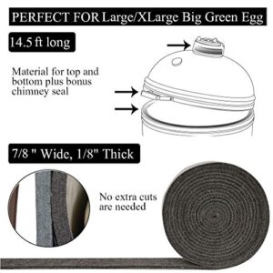 High Temp Grill Gasket Replacement Fit Large/XLarge Big Green Egg BBQ Smoker Gasket Pre-Shrunk Accessories Self Stick Felt 14ft Long, 7/8" Wide, 1/8" Thick