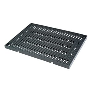 kenyon grill grate, surgical grade non-stick metal grate, cast aluminum-made cooking grate, quick heat up and cool down, prevents heat loss, smoke, and flare-ups, dishwasher safe, black