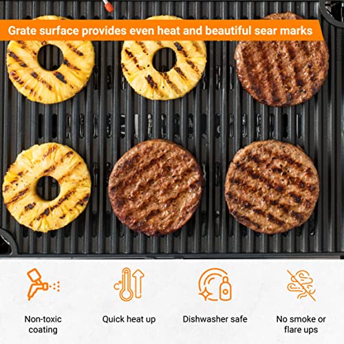 Kenyon Grill Grate, Surgical Grade Non-Stick Metal Grate, Cast Aluminum-Made Cooking Grate, Quick Heat Up and Cool Down, Prevents Heat Loss, Smoke, and Flare-Ups, Dishwasher Safe, Black