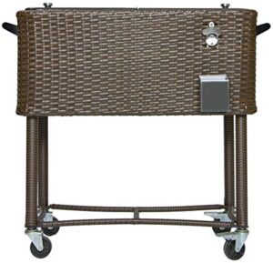 permasteel ps-208-bb-am 80 quart portable rolling patio cooler, dark wicker