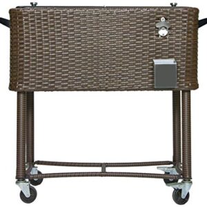 Permasteel PS-208-BB-AM 80 Quart Portable Rolling Patio Cooler, Dark Wicker