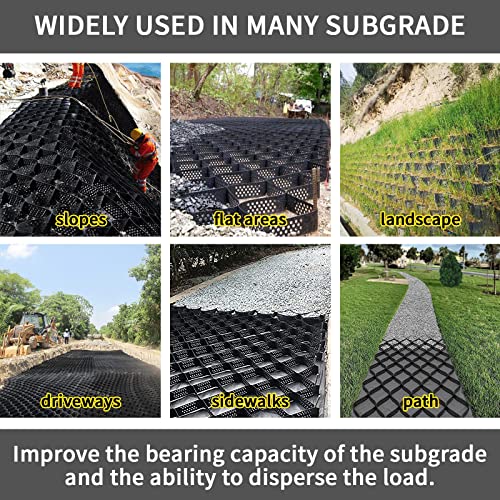 Tongmo Geogrid Gravel Grid 9x17 ft, 2 Inch Thick Geocell Ground Grid, Expansion& Foldable Gravel Stabilizer Grid, Gravel Ground Grid for Slope, Subgrade Work, Driveways, Parking Areas.