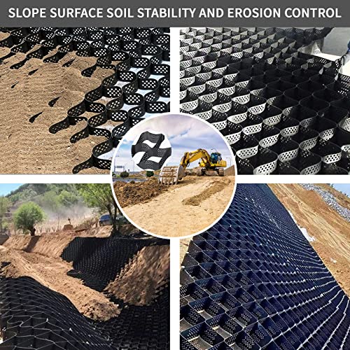 Tongmo Geogrid Gravel Grid 9x17 ft, 2 Inch Thick Geocell Ground Grid, Expansion& Foldable Gravel Stabilizer Grid, Gravel Ground Grid for Slope, Subgrade Work, Driveways, Parking Areas.