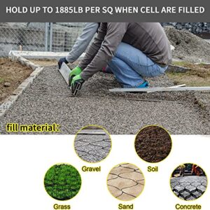 Tongmo Geogrid Gravel Grid 9x17 ft, 2 Inch Thick Geocell Ground Grid, Expansion& Foldable Gravel Stabilizer Grid, Gravel Ground Grid for Slope, Subgrade Work, Driveways, Parking Areas.