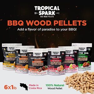 Tropical Spark - Wood Pellets, Aromatic Smoker Pellets, Wood Pellets for Smoker, Assorted Costa Rican BBQ Pellets, Grill Pellets for Smoking, Grilling, Baking, Roasting, & Braising, 6 Pack